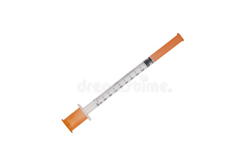 Insulin Syringe . Isolated on White Stock Photo - Image of metal ...
