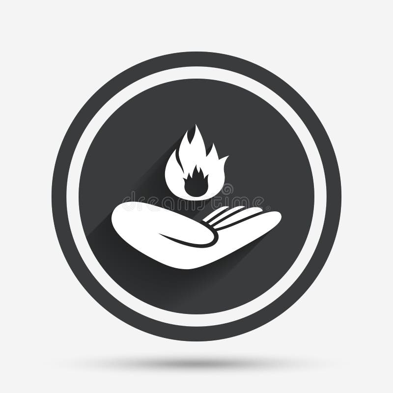 Insurance Against Fire. Hand Holds Fire Flame. Stock Vector ...