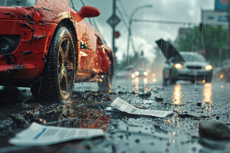 Insurance Agent Standing at Car Clash for Claim. Auto Insurance Stock ...