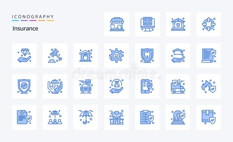 25 Insurance Blue Icon Pack Stock Vector - Illustration of service ...