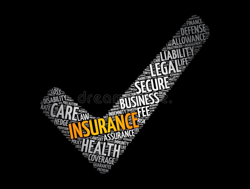 Insurance Check Mark Word Cloud Collage, Concept Background Stock ...