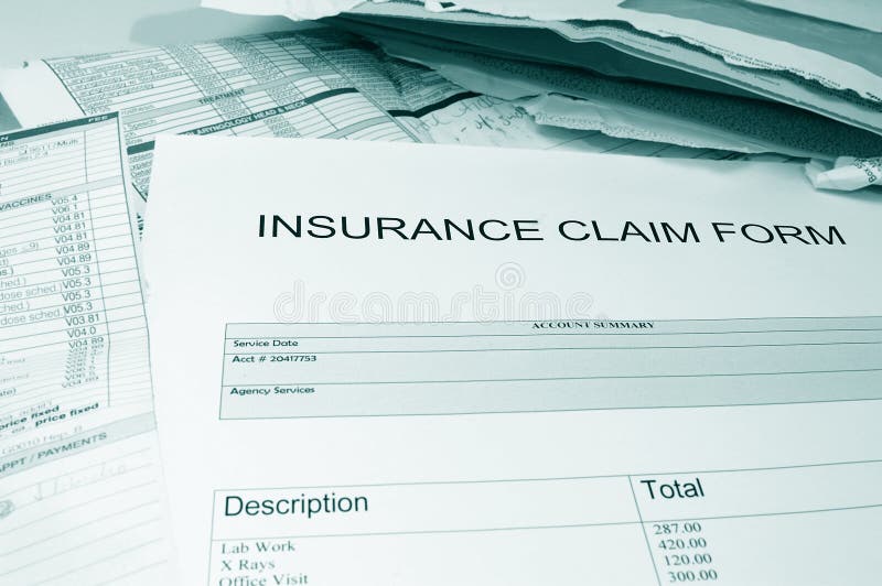 Insurance Claim Form and Bills Stock Image - Image of insurance ...
