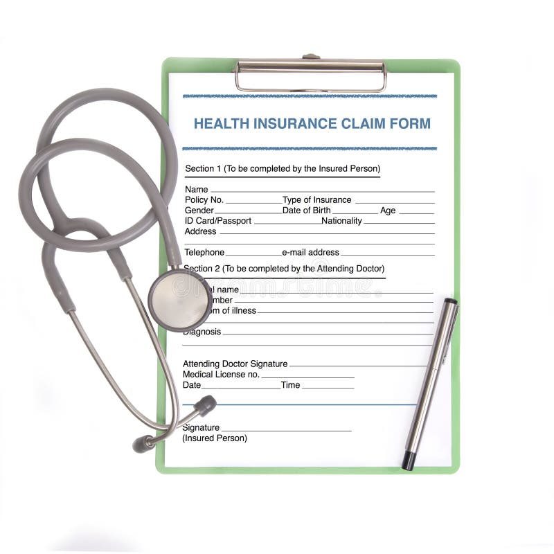 Insurance Claim Form on Clipboard. Stock Image - Image of hospital ...