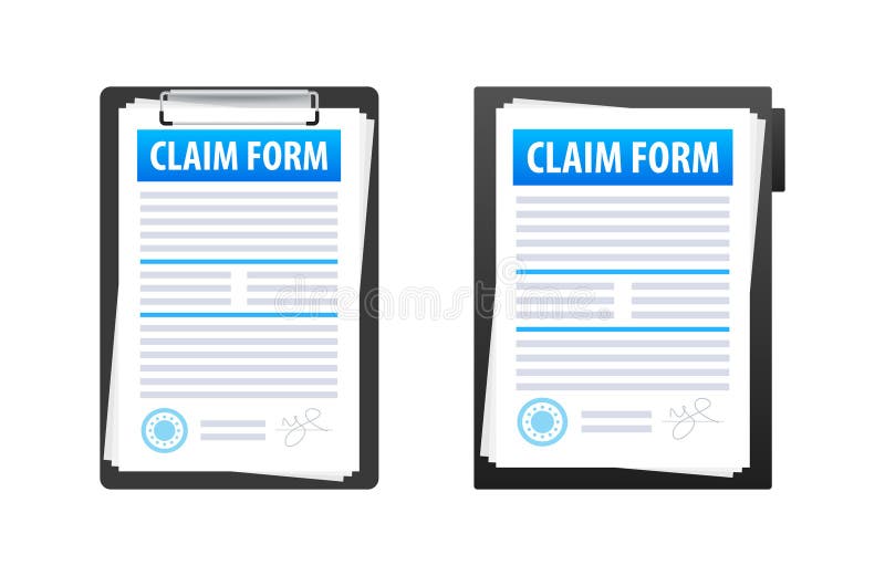 Insurance Claim Form on Clipboard Vector Illustration for Documentation ...