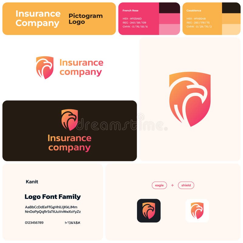 Insurance Company Branding with Unique Eagle and Shield Logo Stock ...