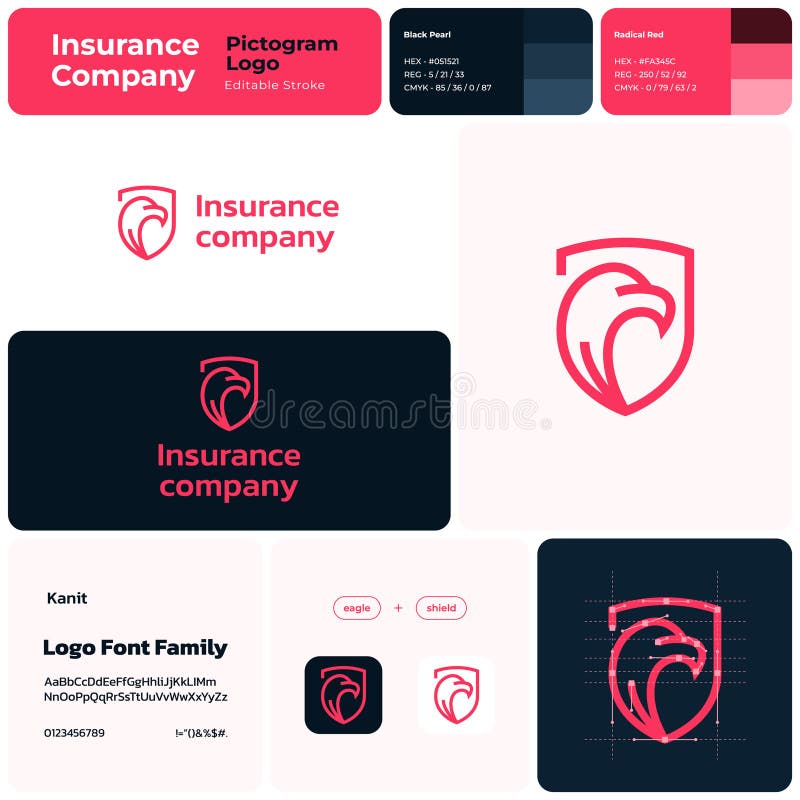 Insurance Company Red Template with Eagle and Shield Logo Stock Vector ...