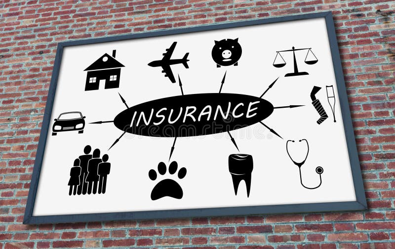 Insurance Billboard Sign stock photo. Image of indemnity - 80112120