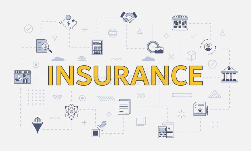 Insurance Concept with Icon Set with Big Word or Text on Center Stock ...