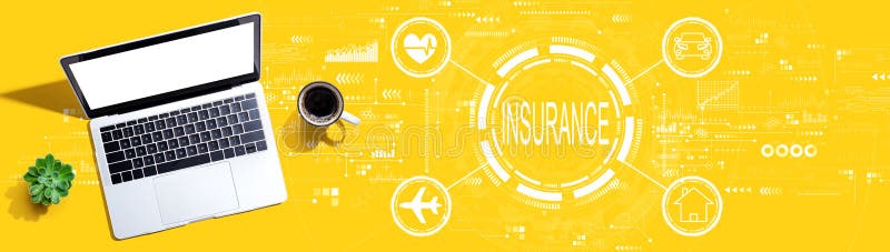 Insurance Concept with a Laptop Computer Stock Photo - Image of health ...