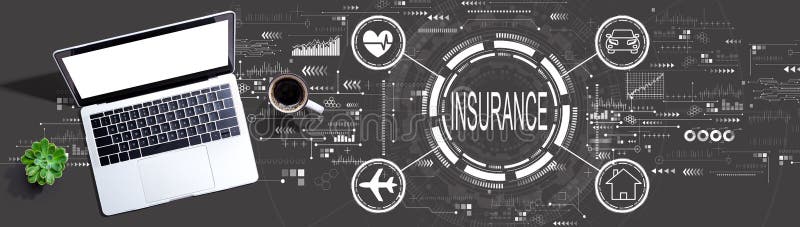 Insurance Concept with a Laptop Computer Stock Photo - Image of finance ...