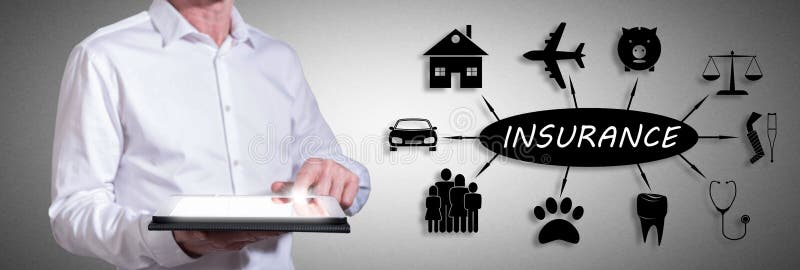 Insurance Concept Drawn by a Man on a Ladder Stock Photo - Image of ...