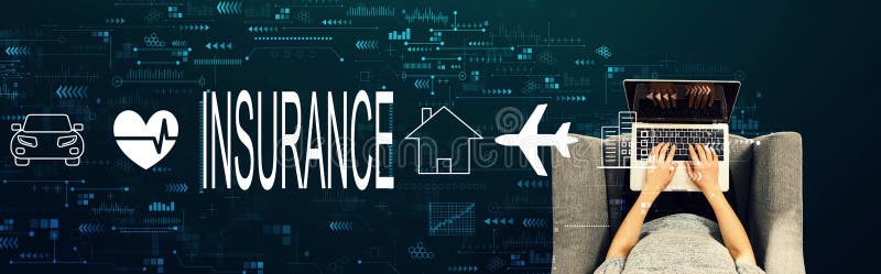 Insurance Concept with Person Using a Laptop Stock Image - Image of ...