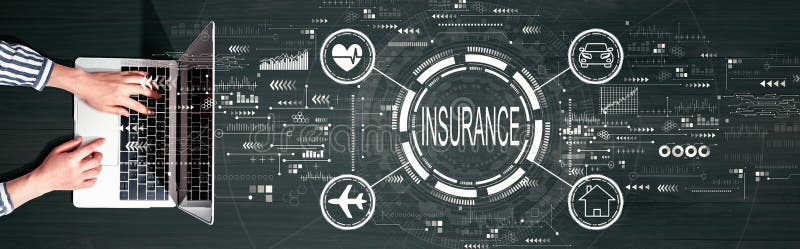 Insurance Concept with Person Using a Laptop Stock Image - Image of ...