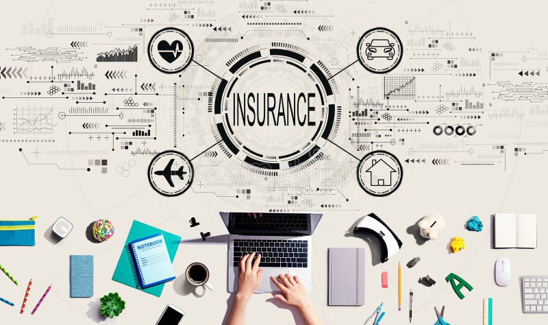 Insurance Concept with Person Using a Laptop Stock Photo - Image of ...