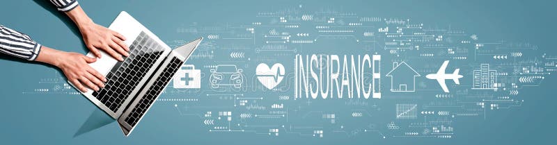 Insurance Concept with Person Using Laptop Editorial Stock Image ...