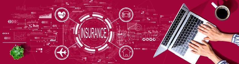 Insurance Concept with Person Using a Laptop Editorial Photography ...