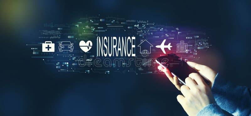 Insurance Concept with Person Using Smartphone Stock Image - Image of ...