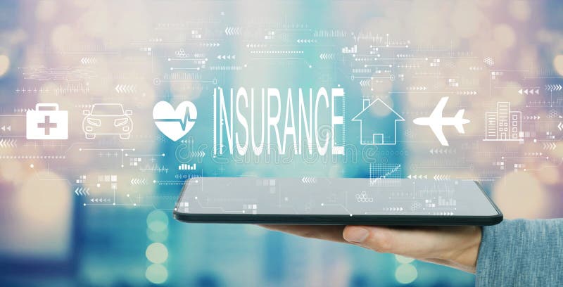 Insurance Concept with Person Working with Laptop Stock Photo - Image ...