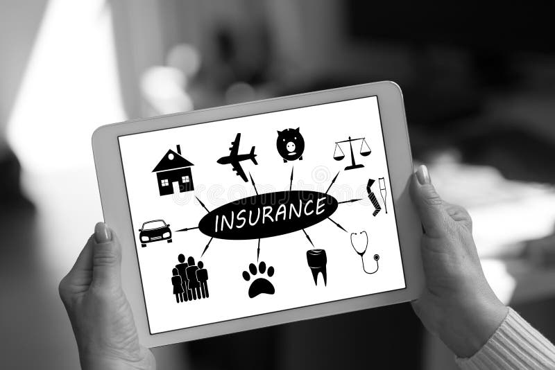 Insurance Concept on a Tablet Stock Image - Image of digital, house ...