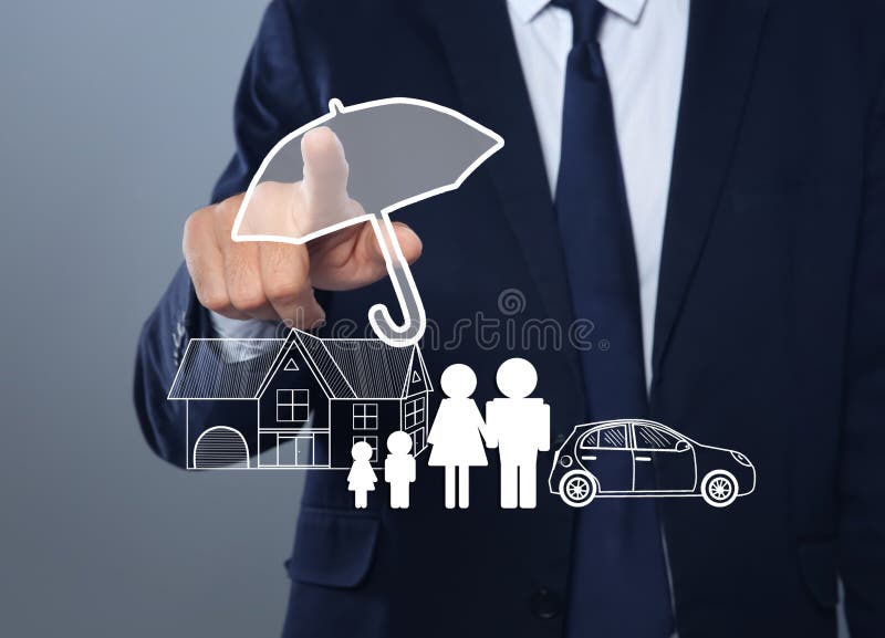 Insurance Concept - Umbrella Demonstrating Protection. Man Using ...