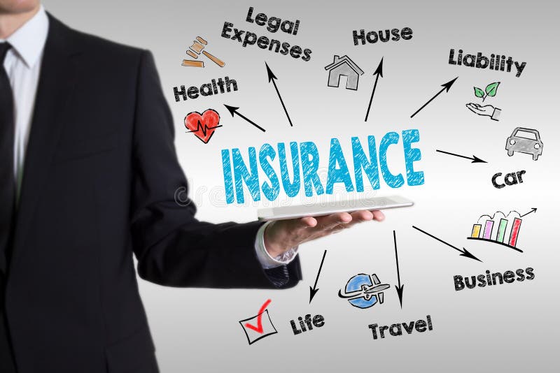 Insurance Concept with Young Man Holding a Tablet Computer Stock Photo ...