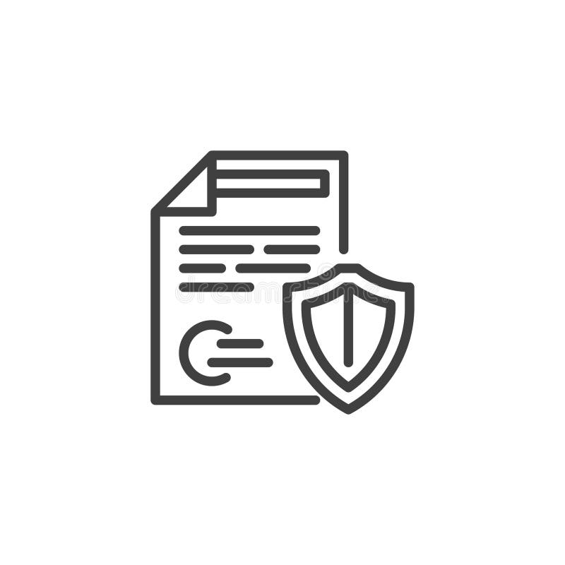 Insurance Contract Line Icon Stock Vector - Illustration of protection ...