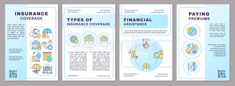 Insurance Coverage Services Blue Brochure Template Stock Vector ...
