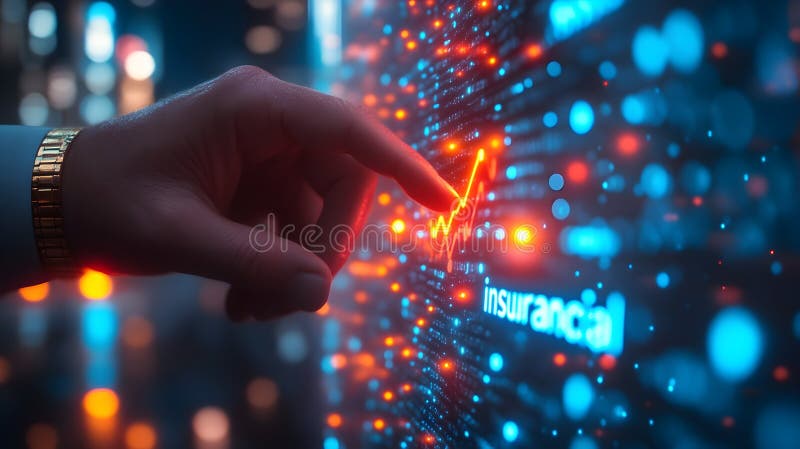 Insurance Data Analysis with Hand Pointing at Chart Stock Illustration ...