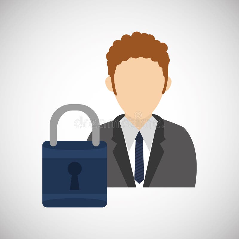 Insurance Design. Padlock and Businessman Icon. Stock Vector ...