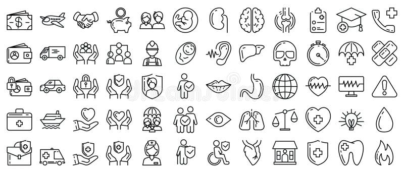 Insurance Elements - Minimal Thin Line Web Icon Set. Stock Vector ... Insurance Elements - Minimal Thin Line Web Icon Set. Stock Vector ...