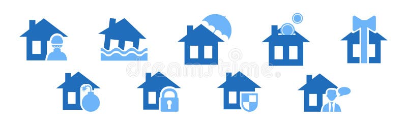 Insurance Flat Blue Icons and Element Vector Set Stock Vector ...