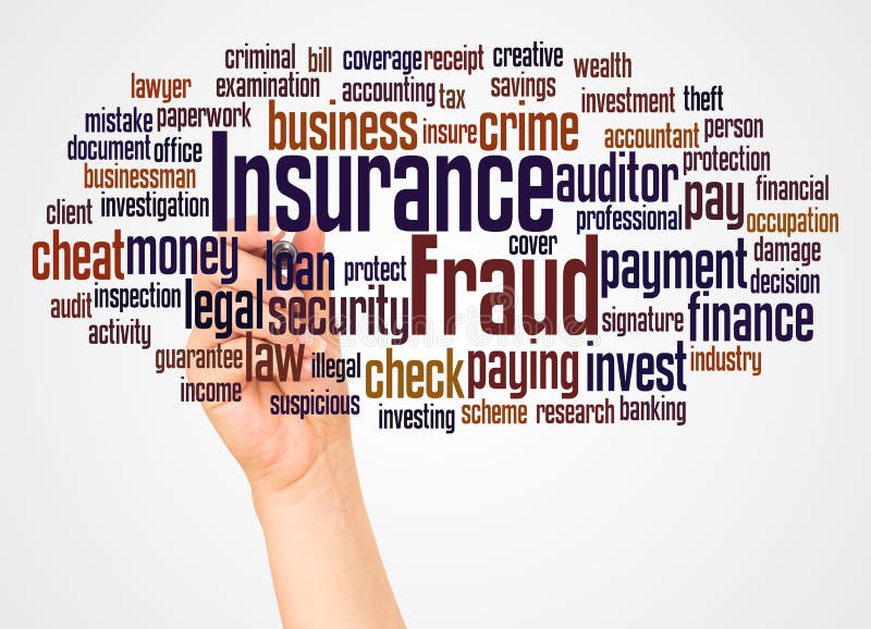 Insurance Fraud Word Cloud and Hand with Marker Concept Stock ...