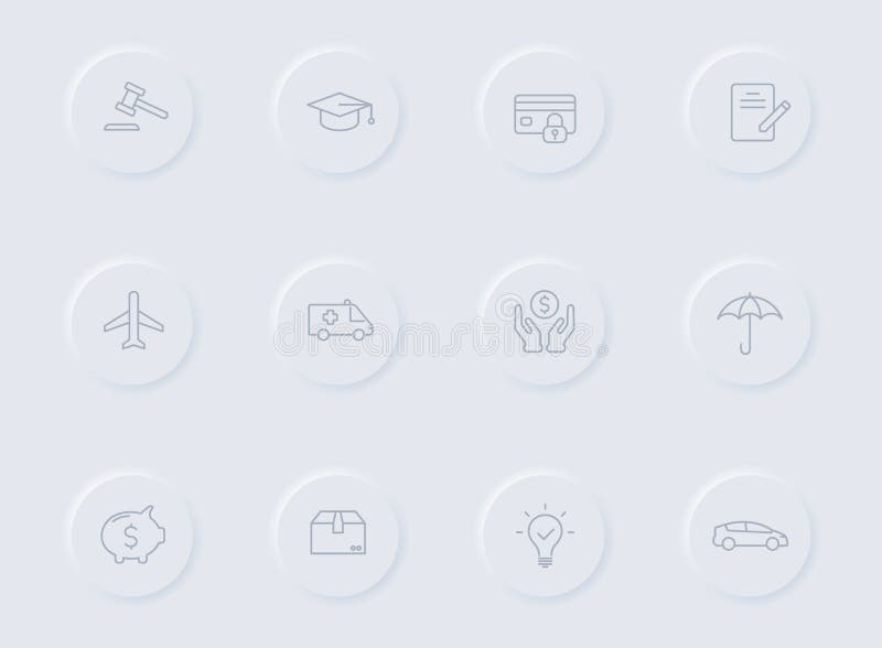 Insurance Gray Vector Icons Stock Vector - Illustration of light, icon ...
