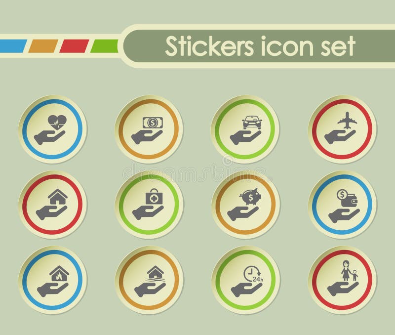 Insurance hand icon set stock vector. Illustration of color - 240542512