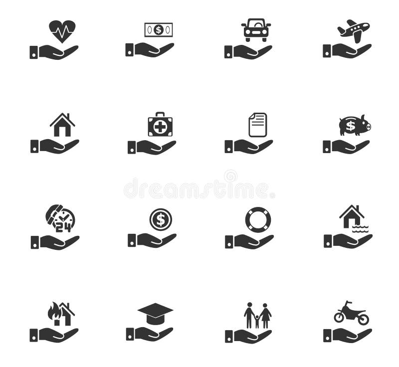 Insurance hand icon set stock vector. Illustration of home - 68110383
