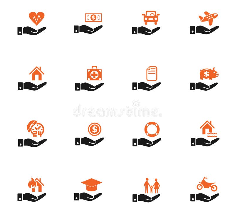 Insurance hand icon set stock illustration. Illustration of deposit ...