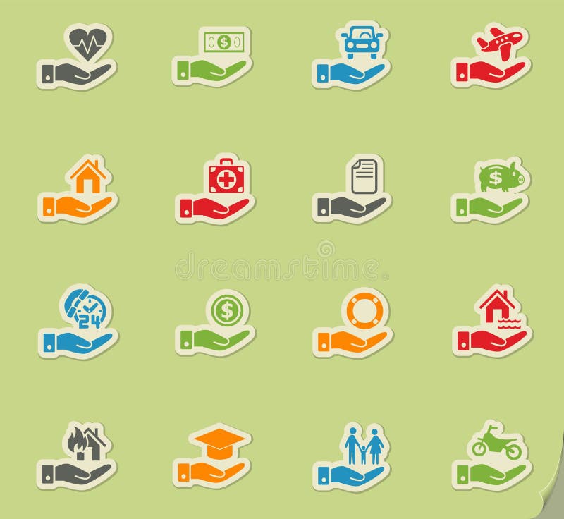Insurance hand icon set stock illustration. Illustration of house ...