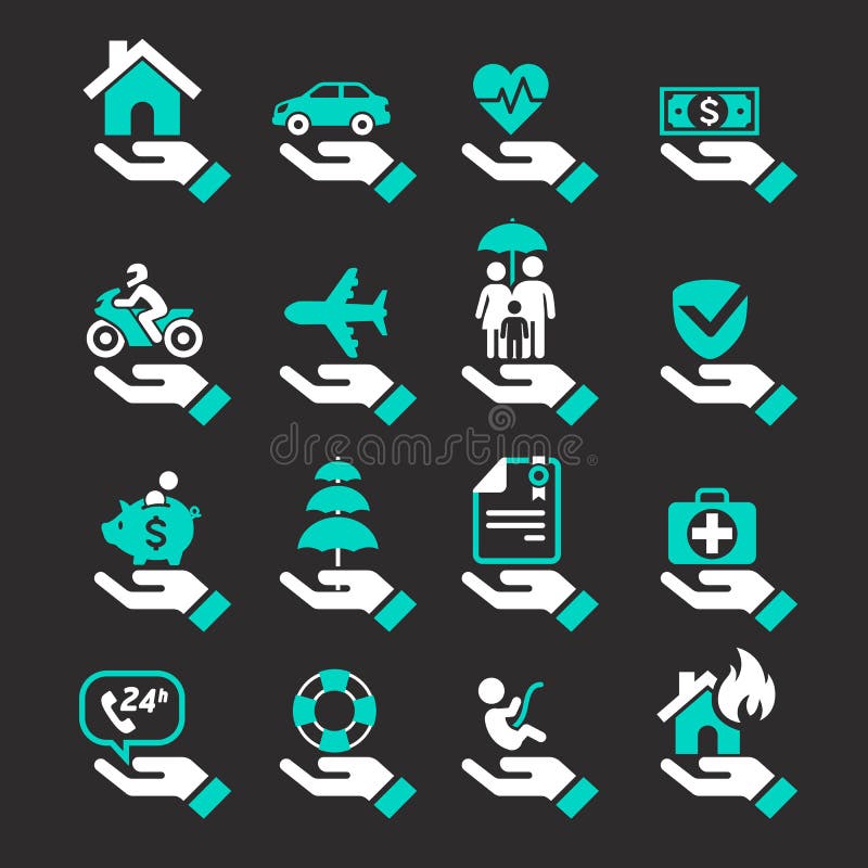 Insurance hand icons set. stock vector. Illustration of design - 48817363