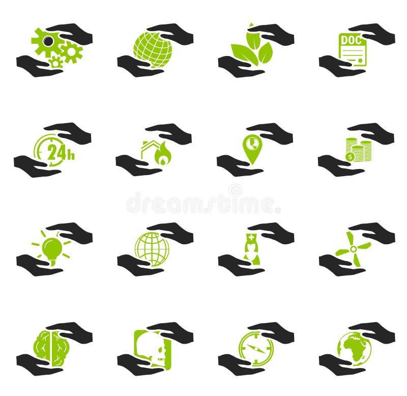 Insurance hands icons stock illustration. Illustration of hands - 88970410