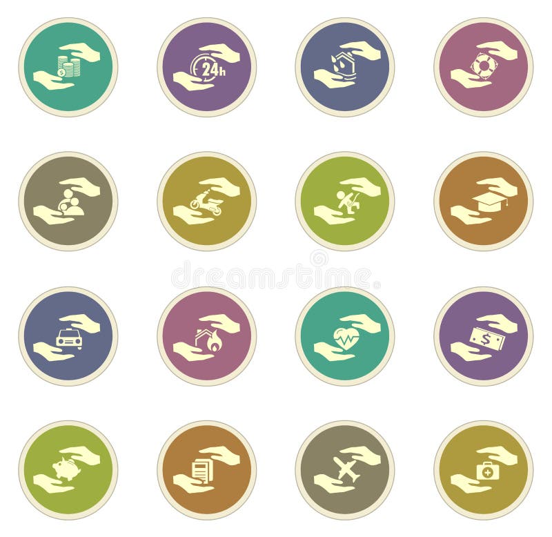 Insurance hands icons stock vector. Illustration of vector - 66065592
