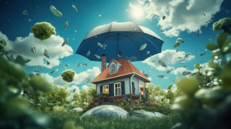 Insurance House Coverage Concept Stock Illustration - Illustration of ...