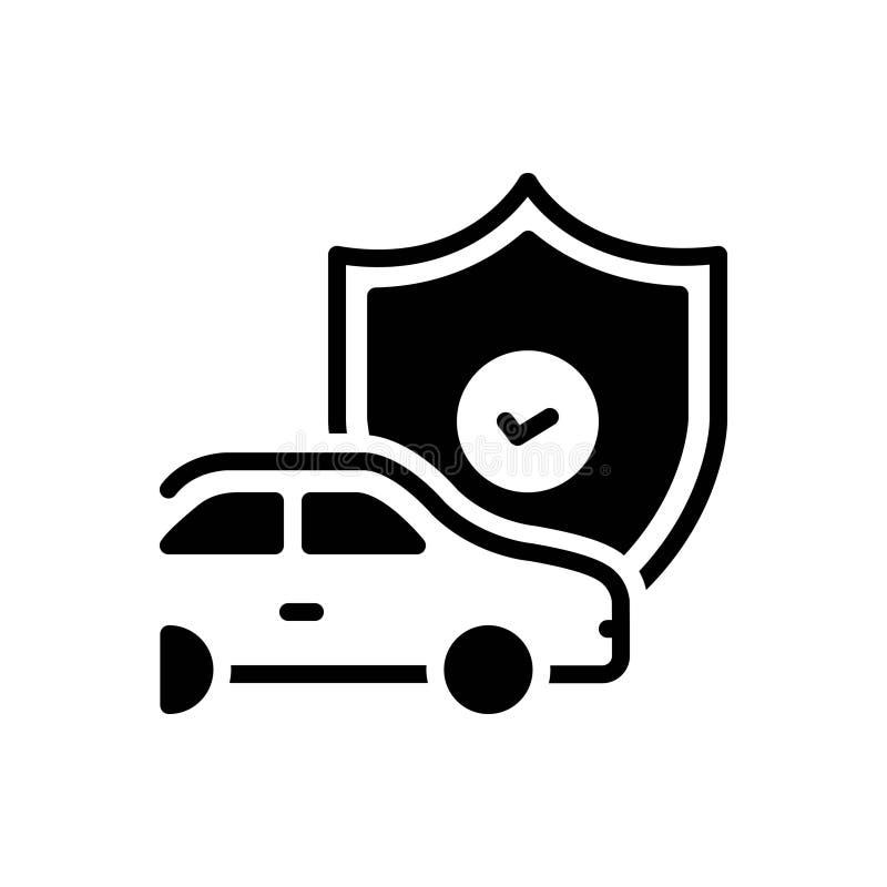 Black Solid Icon for Insurance, Car Insurance and Security Stock ...