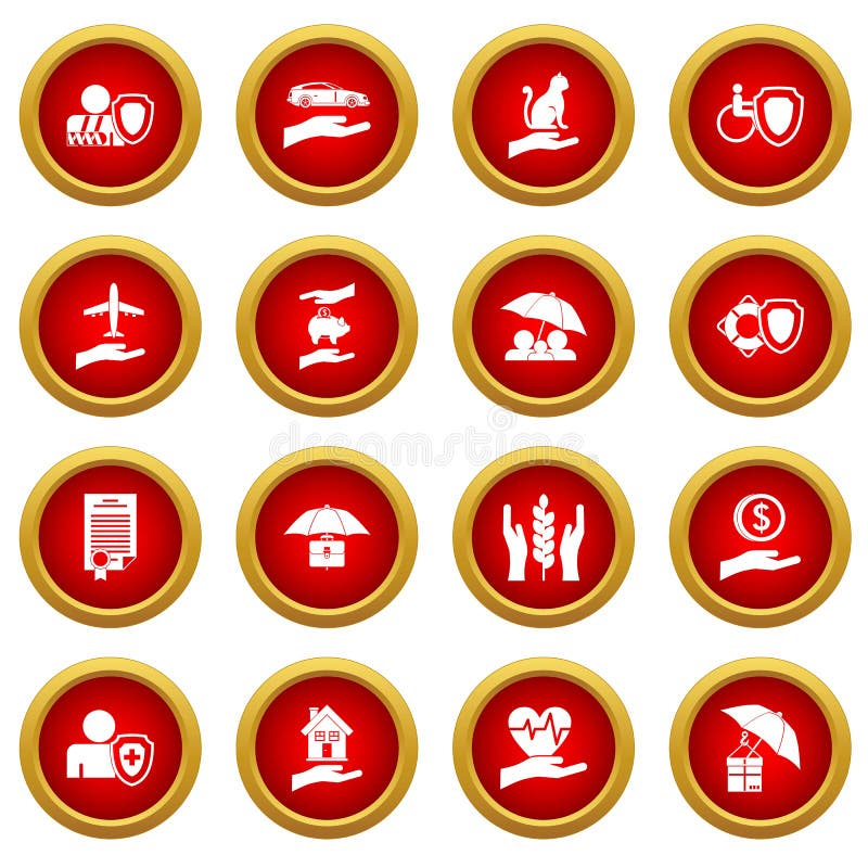 Insurance Icon Red Circle Set Stock Vector - Illustration of junk ...