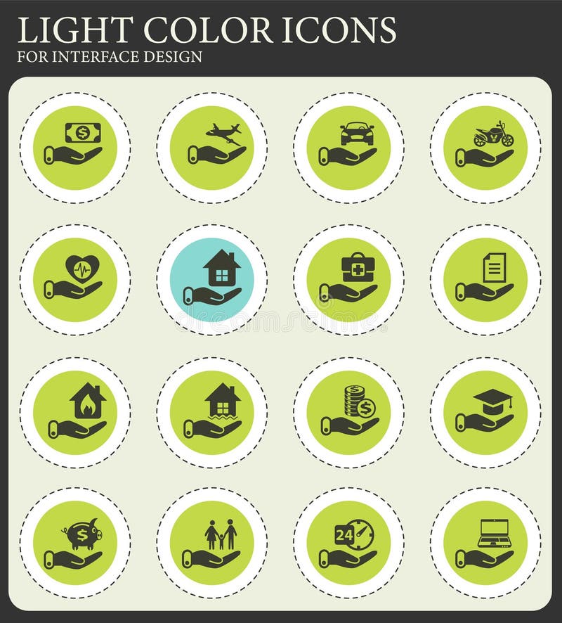 Insurance icon set stock vector. Illustration of document - 154899810