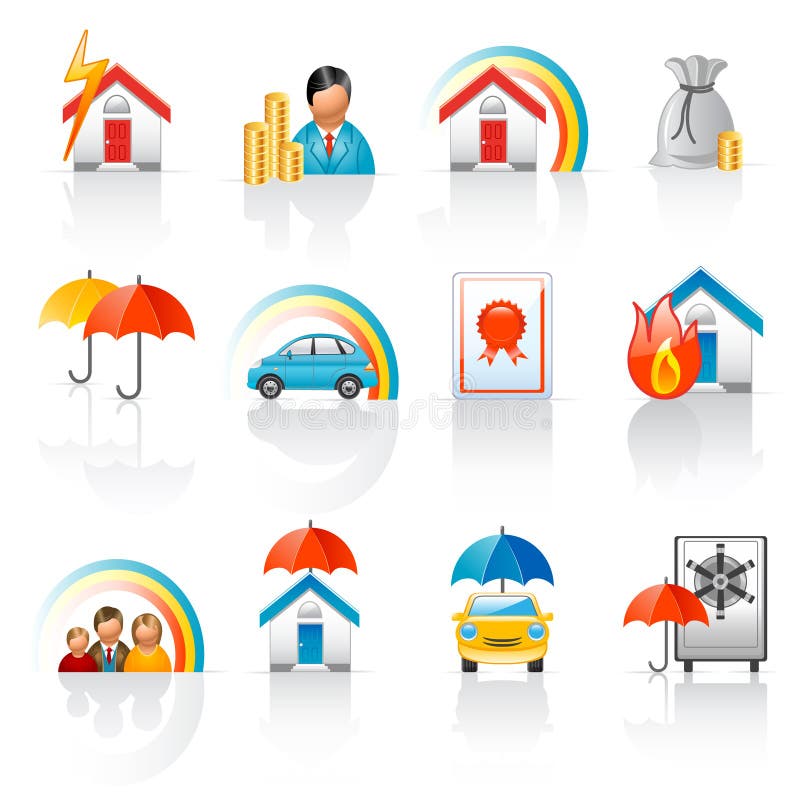 Insurance icons stock vector. Illustration of security - 8690618