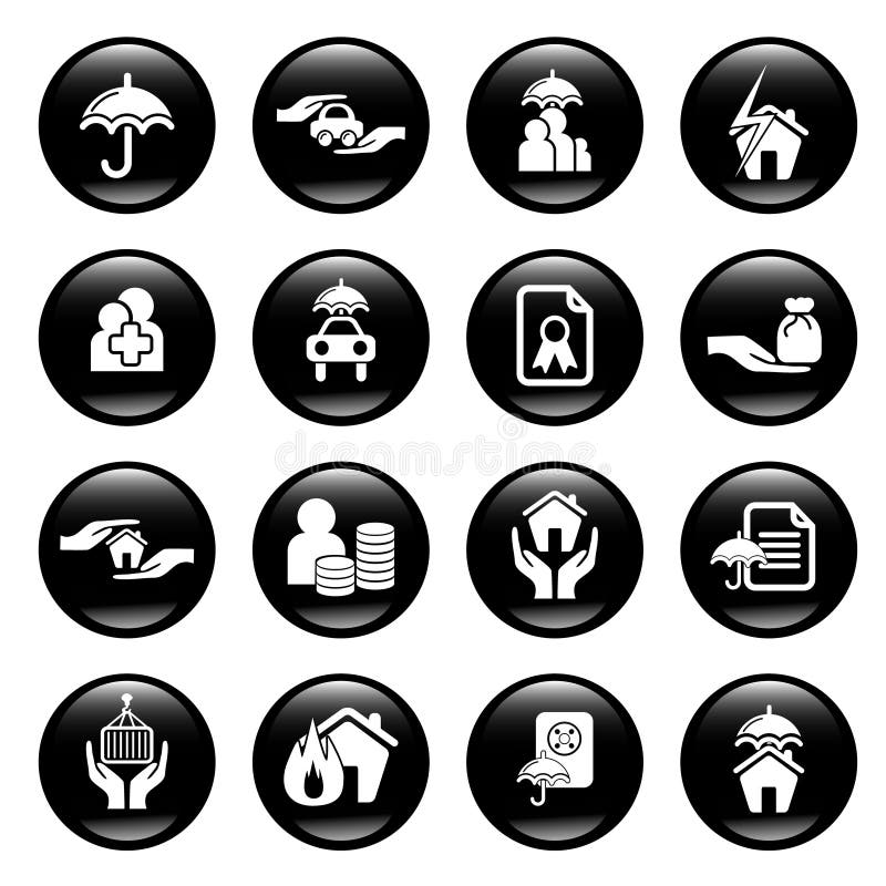 Insurance and Disaster Icons Stock Vector - Illustration of security ...