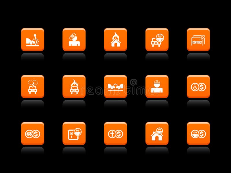 Insurance icons orange stock vector. Illustration of bill - 9953225