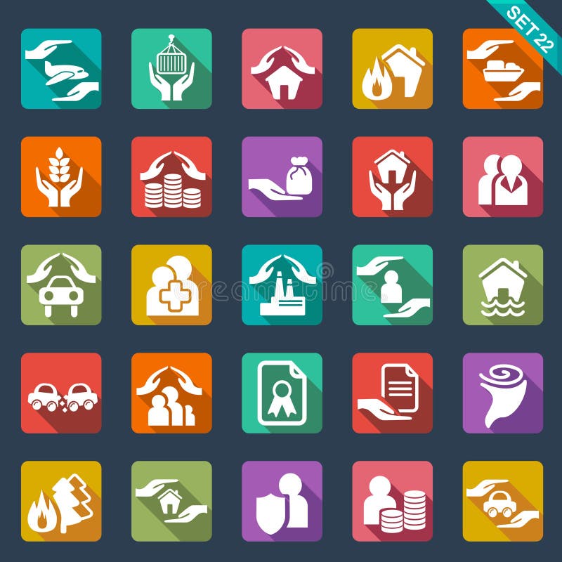 Insurance icons orange stock vector. Illustration of bill - 9953225