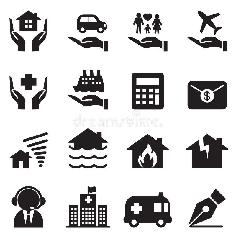 Insurance Icons Vector Illustration Symbol Set Stock Vector ...