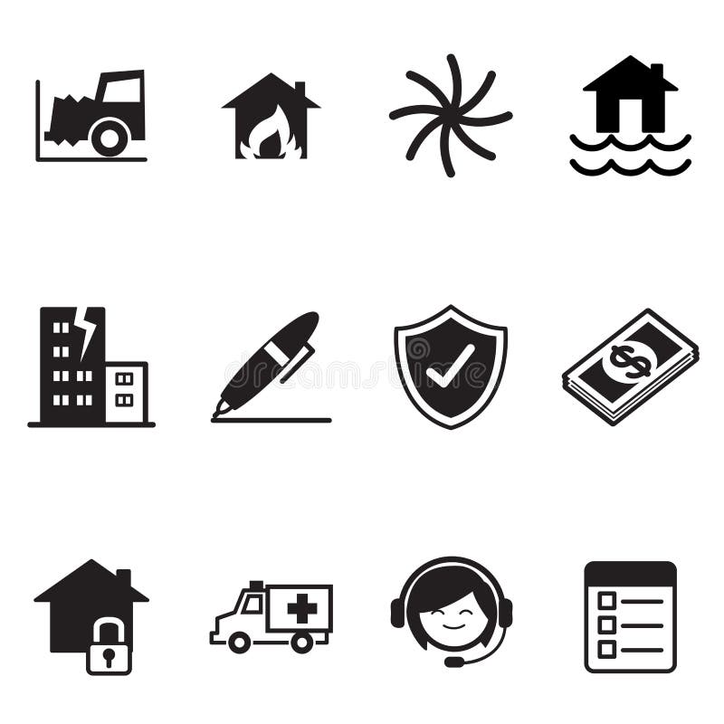 Insurance Icons Vector Illustration Symbol Set Stock Vector ...